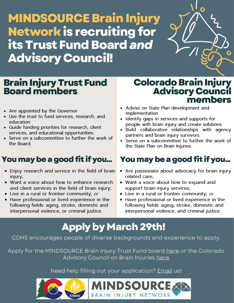 MINDSOURCE Recruiting for Trust Fund Board and Advisory Council! - MINDSOURCE Brain Injury Network